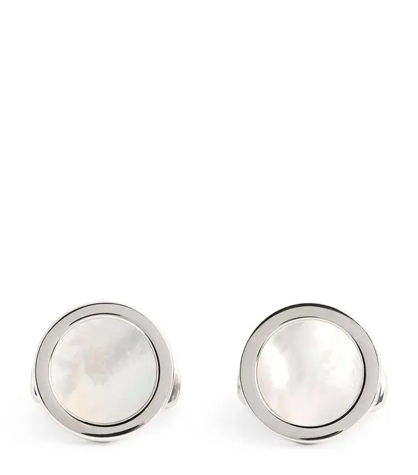 Giorgio Armani Sterling Silver And Mother-of-pearl Cufflinks - White