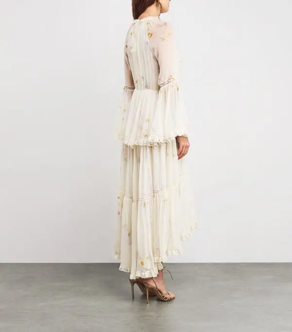 Zimmermann Memento Peplum Flutter Midi Dress