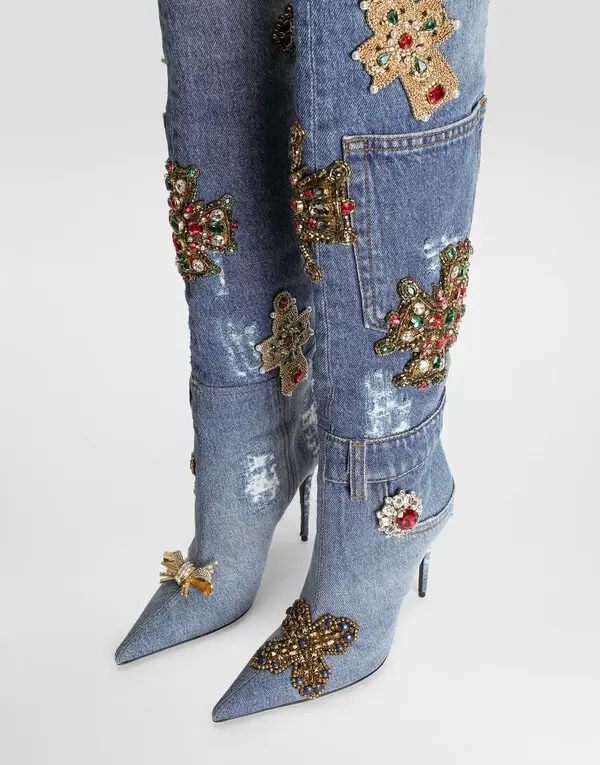 Dolce & Gabbana Denim Patchwork Boots - Multicolor