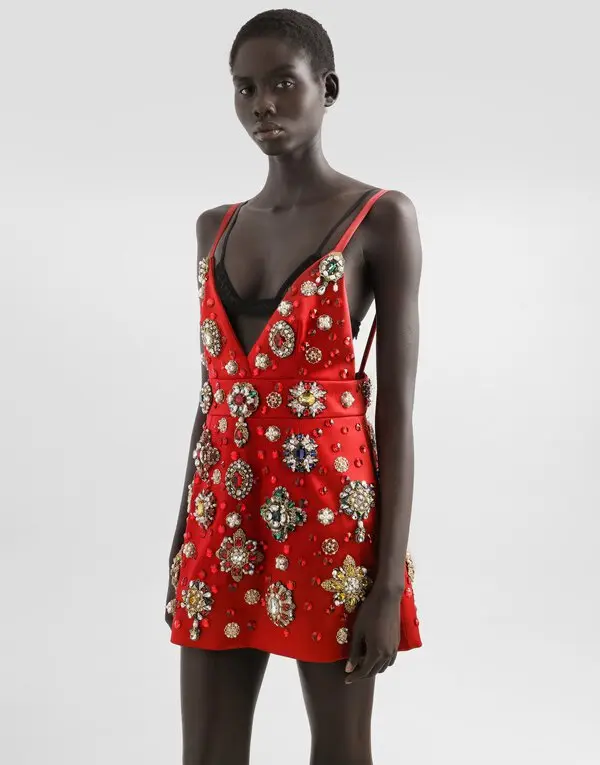dolce and gabbana embroidered dress Dolce & Gabbana Floral Embroidered Mini Dress – AmeOro main image 0