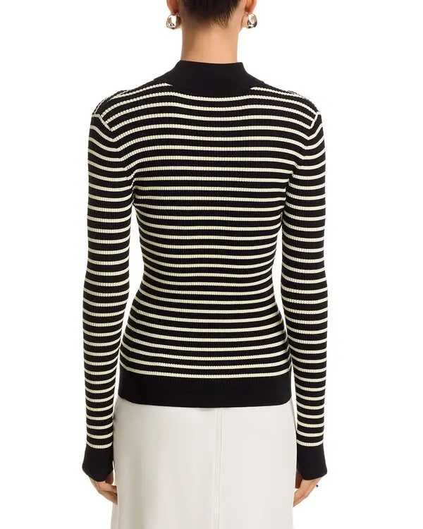 Essentiel Antwerp Ifrancis Striped Turtleneck Pullover Sweater - Black