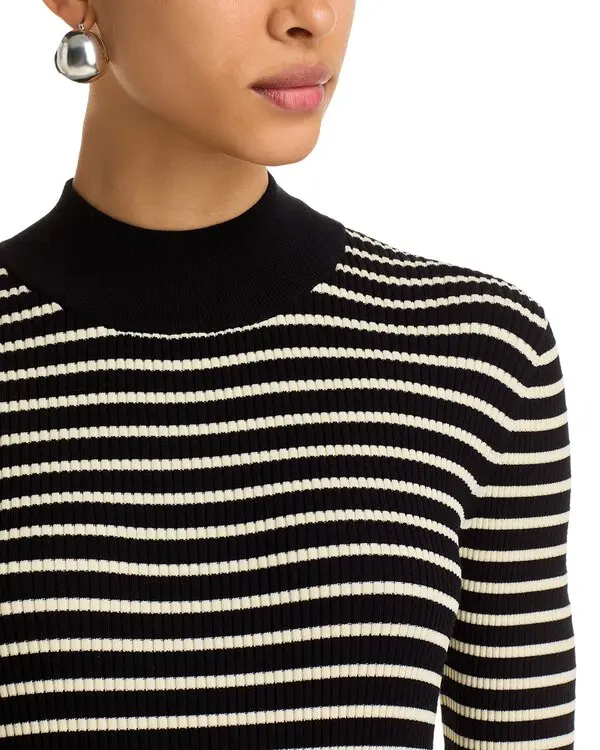 Essentiel Antwerp Ifrancis Striped Turtleneck Pullover Sweater - Black