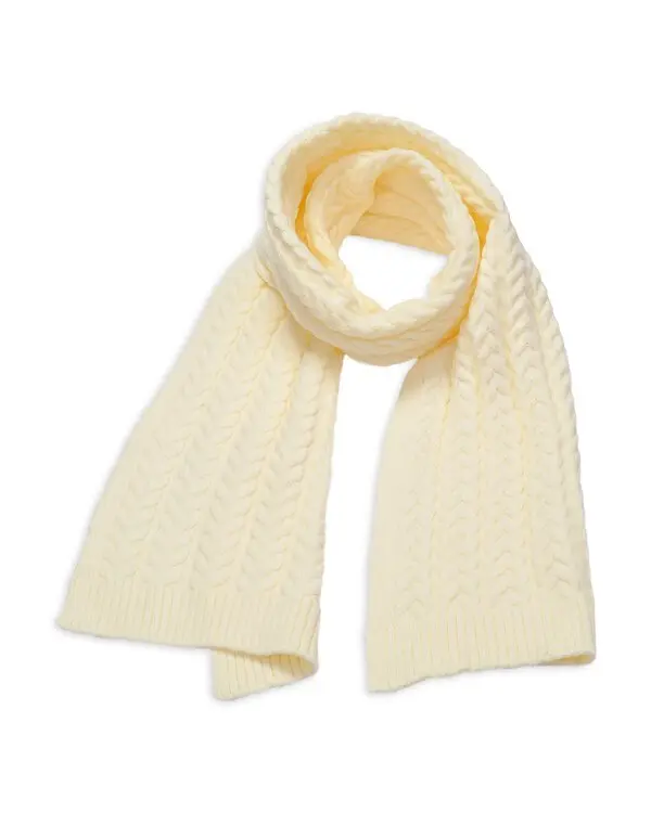 Aqua Cable Knit Scarf - Ivory