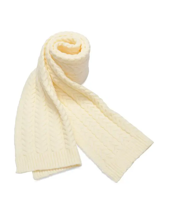 Aqua Cable Knit Scarf - Ivory