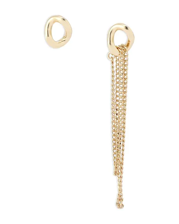 ALLSAINTS Chain Fringe Asymmetrical Earrings - Gold