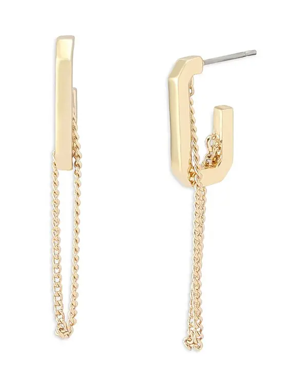 ALLSAINTS Swag Chain Hexagon Huggie Hoop Earrings - Gold