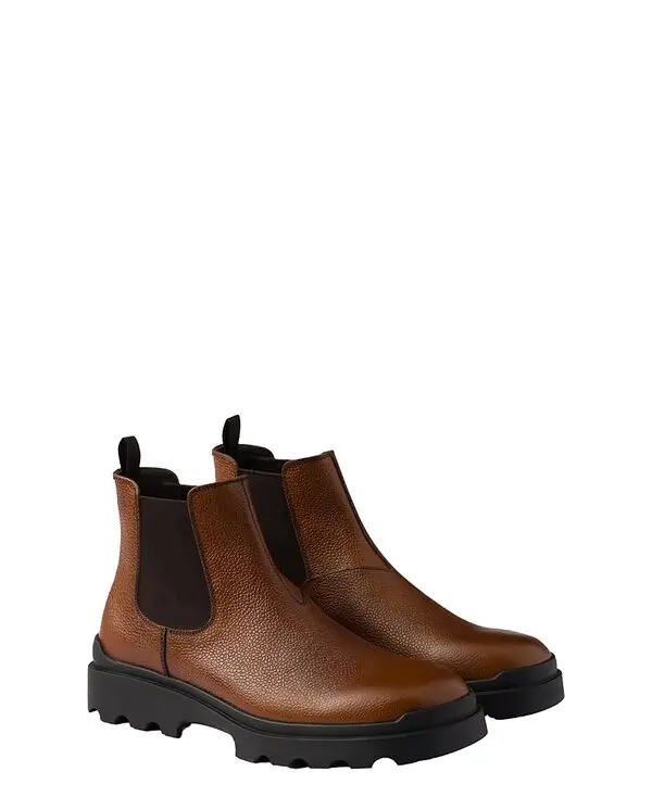 Prada Printed Leather Chelsea Boots - Brown