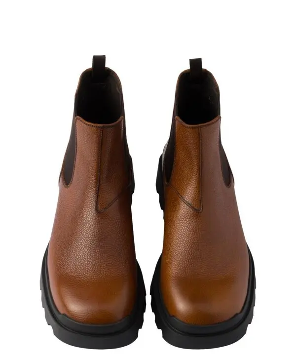 Prada Printed Leather Chelsea Boots - Brown