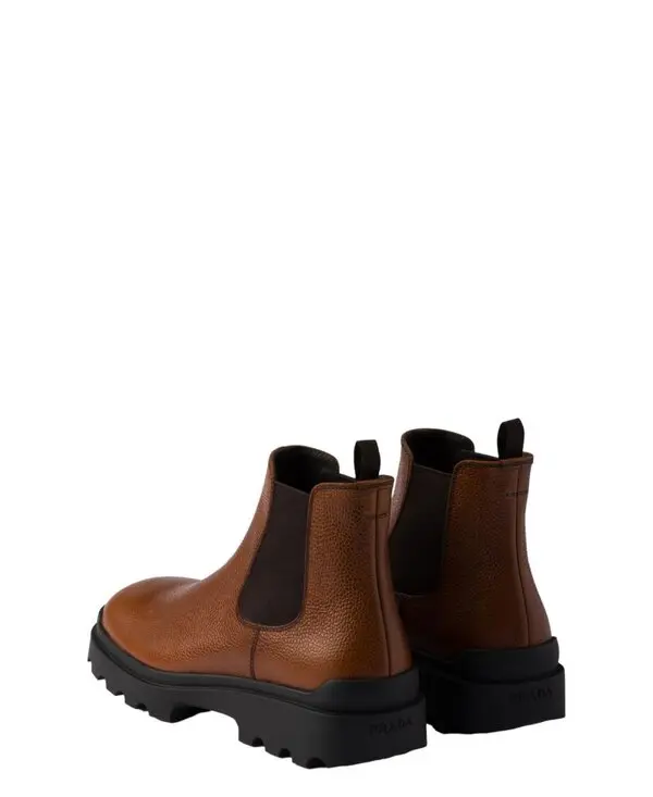 Prada Printed Leather Chelsea Boots - Brown