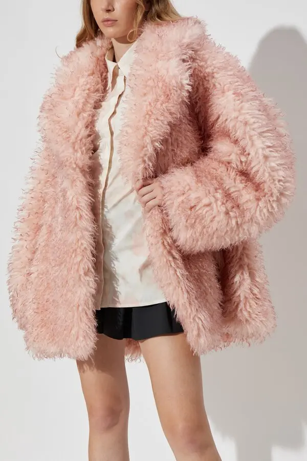 GANNI Faux Fur Overcoat