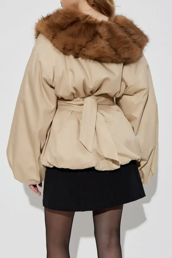 ROTATE BY BIRGER CHRISTENSEN Belted Jacket With Fur Detail