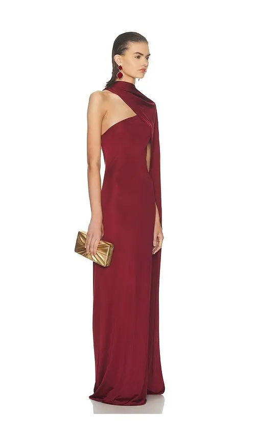 Helsa The Muse Cape Jersey Dress - Oxblood