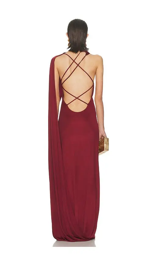 Helsa The Muse Cape Jersey Dress - Oxblood
