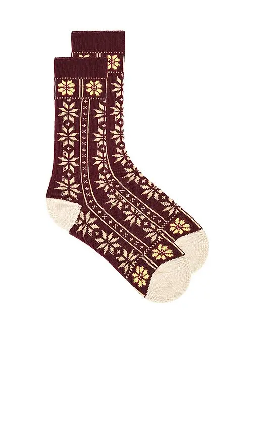 Free People Nearly Nordic Socks - Burgundy