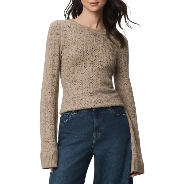 Splendid Rose Open Stitch Sweater - Light Cedar Htr