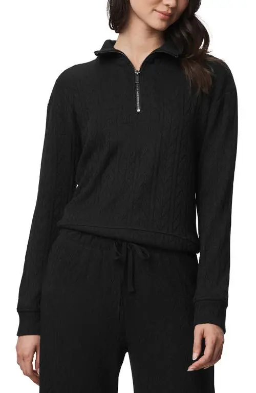 Splendid Sweatersoft Quarter Zip Pullover - Black