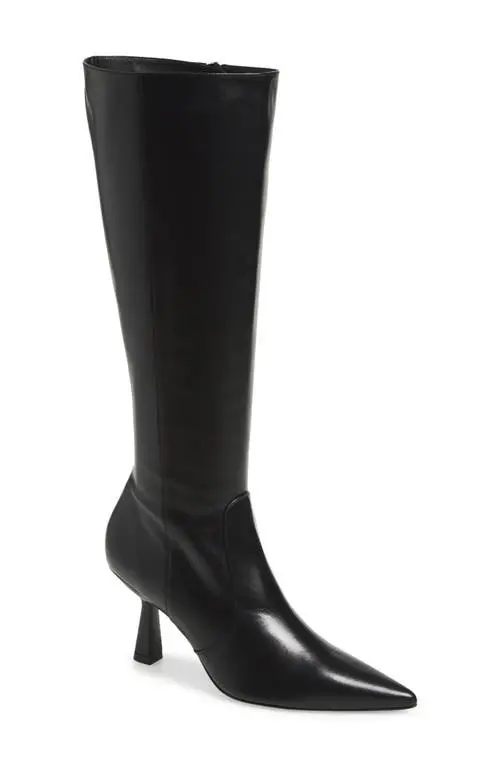 STUART WEITZMAN Pointy Toe Knee High Boots - Black/black