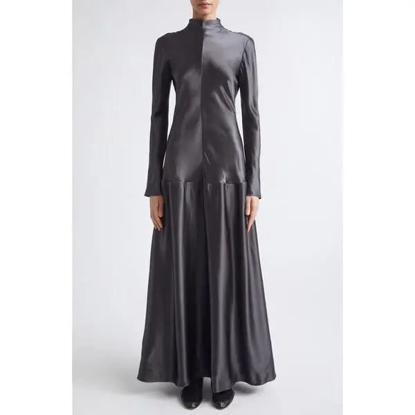 FFORME Mila Bias-cut Long-sleeve Gown - Grey