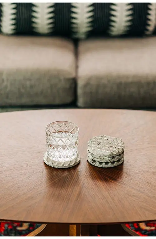 PRETTI.COOL Set Of 4 Terrazzo Coasters - White Terrazzo