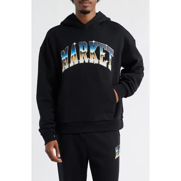 MARKET Smiley® Chrome Logo Cotton Fleece Hoodie - Black