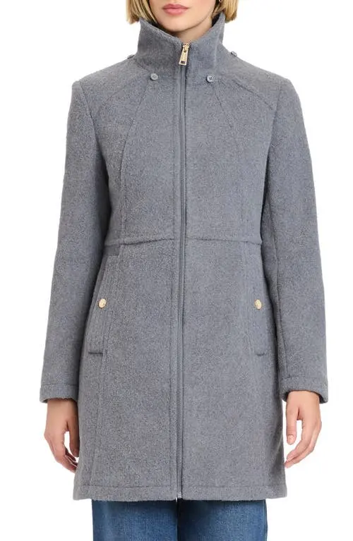 Vince Camuto Walking Coat With Removable Hood - Heather Gray