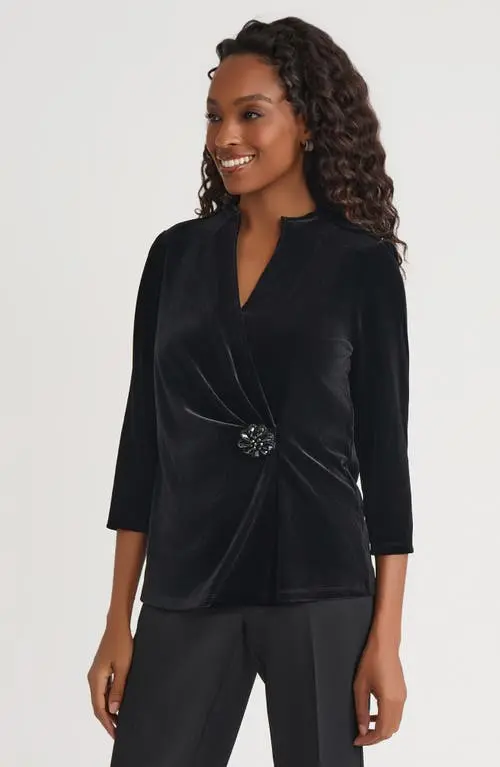 KASPER Wrap Velvet Top