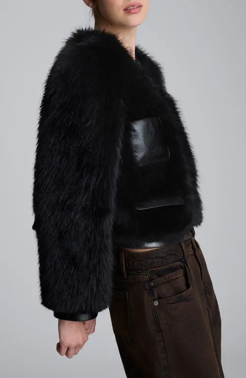 KENNETH COLE Faux Fur & Faux Leather Jacket