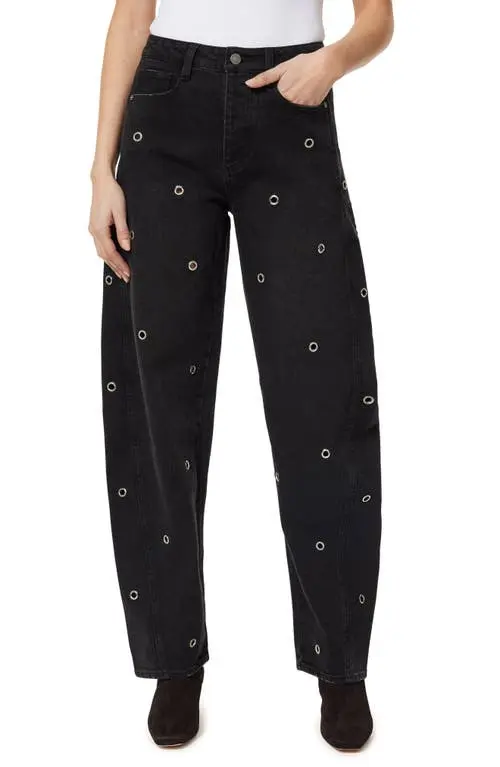 Habitual Evie High-waist Grommet Barrel Leg Jeans - Washed Black