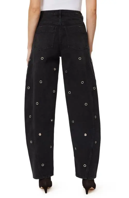 Habitual Evie High-waist Grommet Barrel Leg Jeans - Washed Black