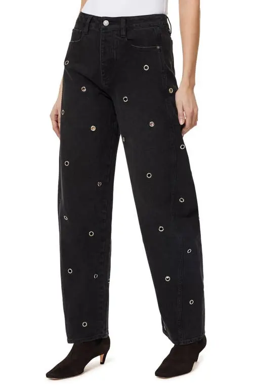 Habitual Evie High-waist Grommet Barrel Leg Jeans - Washed Black