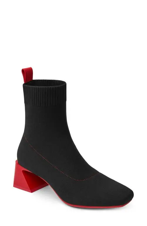 Vivaia Square-toe Heeled Boots - Black/ruby Red