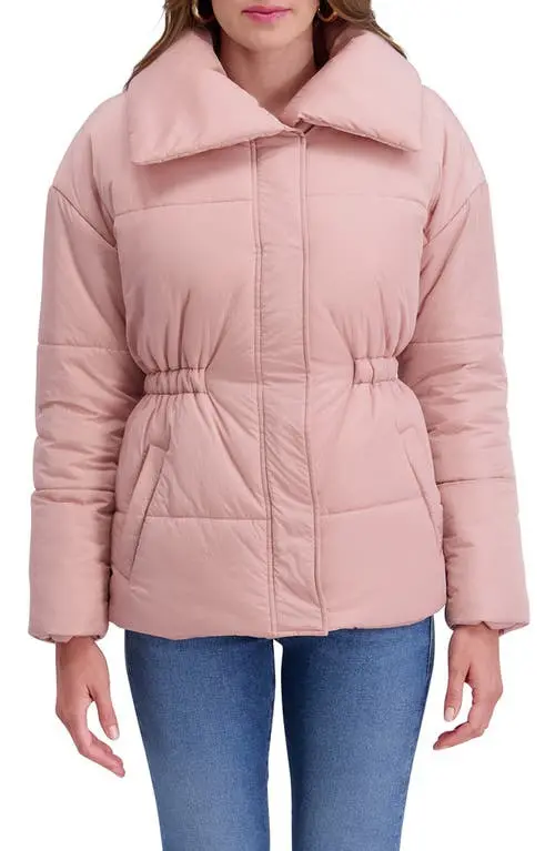 Kensie Envelope Collar Puffer Coat - Rose