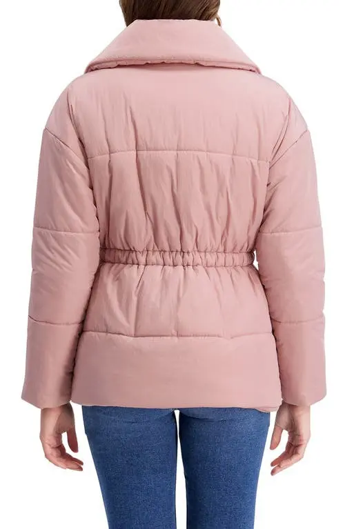 Kensie Envelope Collar Puffer Coat - Rose