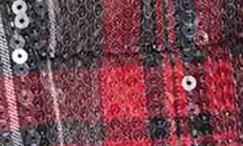 Foxcroft Marina Sequin Button-up Shirt - Red/multi
