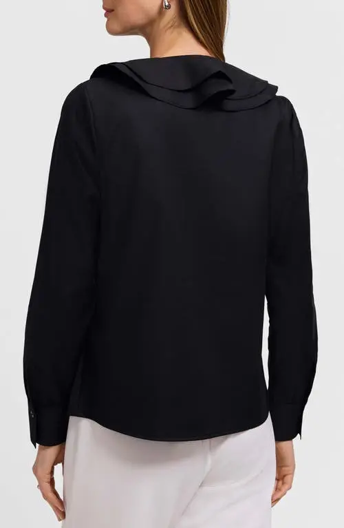 Foxcroft Shantel Ruffle Long Sleeve Top - Black
