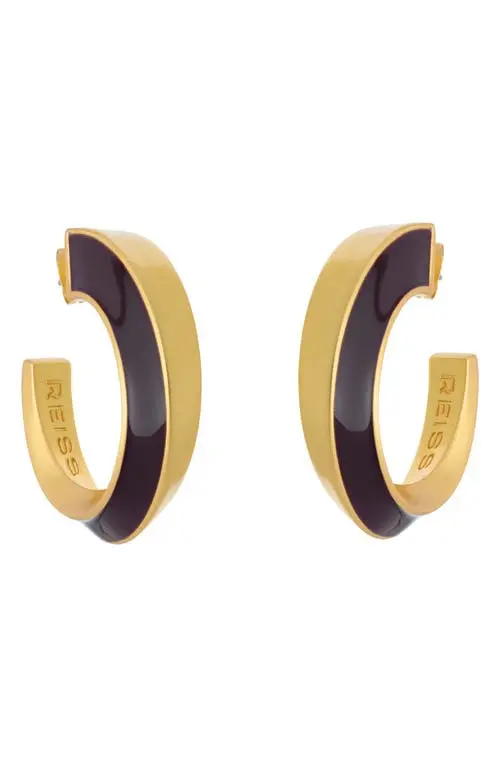 REISS Thalia Twist Enamel Hoop Earrings - Gold Tone/burgundy