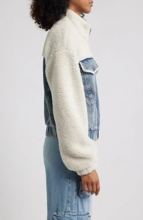 THREAD & SUPPLY Denim And Faux Shearling Trucker Jacket