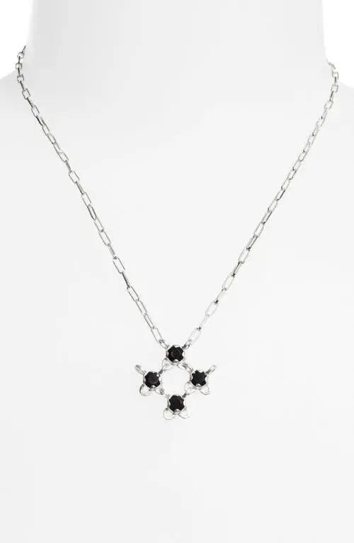 SHANA CAVE Mini Gem Fabric Pendant Necklace - Black Onyx