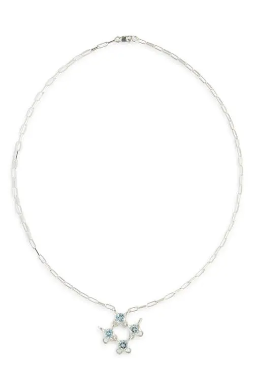 SHANA CAVE Mini Gem Fabric Pendant Necklace - Blue Topaz