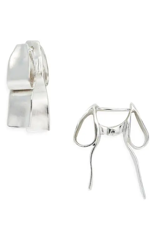 SHANA CAVE Small Bow Hoop Earrings - Silver