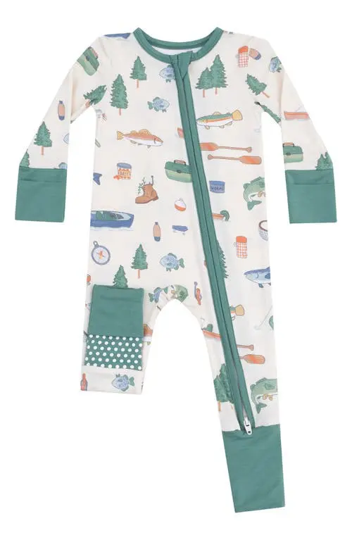 ANGEL DEAR Fishing Things Convertible Zip Romper - Frosty Spruce