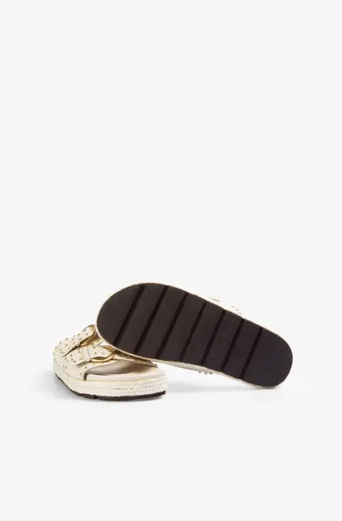 SCALPERS Studded Buckle Flat Sandals