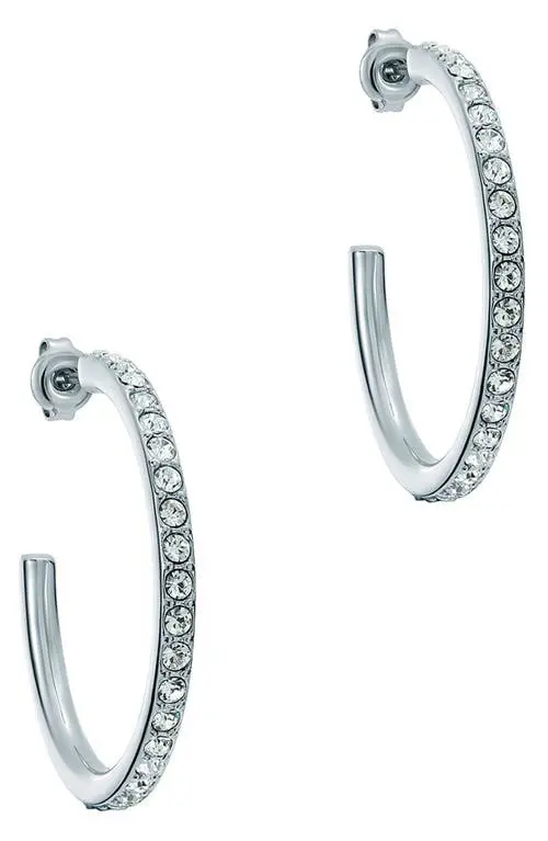 Ted Baker London Clanci Medium Crystal Hoop Earrings - Silver Tone/clear Crystal