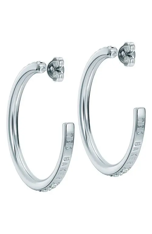 Ted Baker London Clanci Medium Crystal Hoop Earrings - Silver Tone/clear Crystal