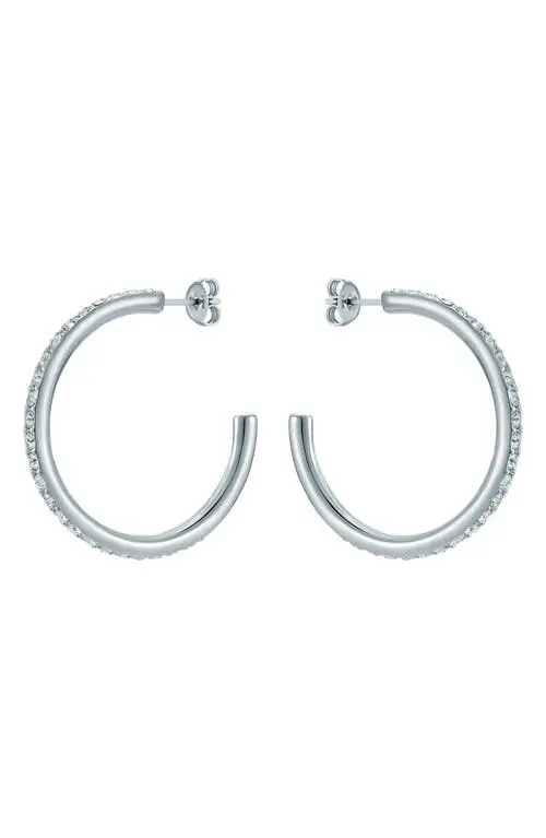 Ted Baker London Clanci Medium Crystal Hoop Earrings - Silver Tone/clear Crystal