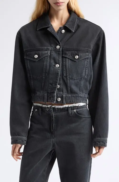 JULIE KEGELS Belted Denim Button-up Shirt