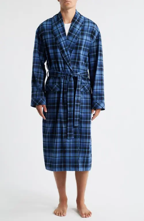 Majestic International Time Out Flannel Robe - Blue