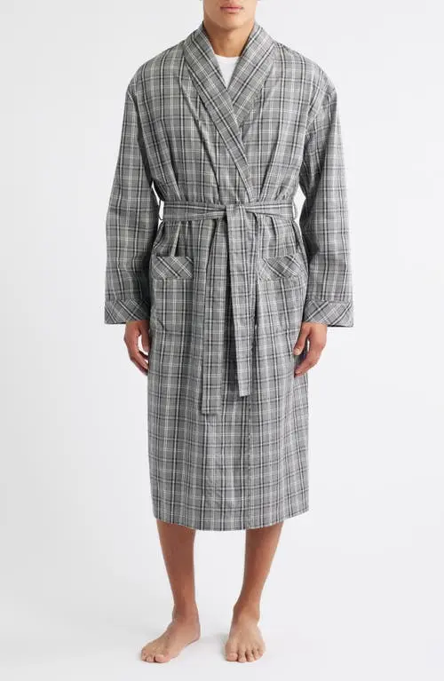 Majestic International Ash Plaid Cotton Robe - Grey