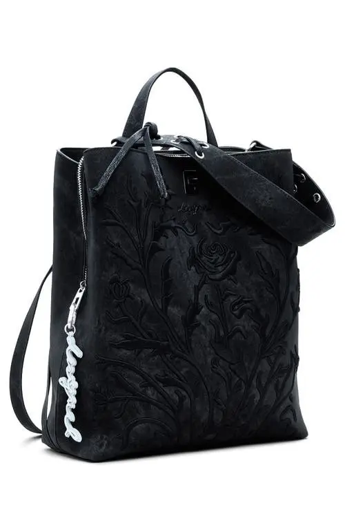 Desigual Floral Embossed Faux Leather Backpack