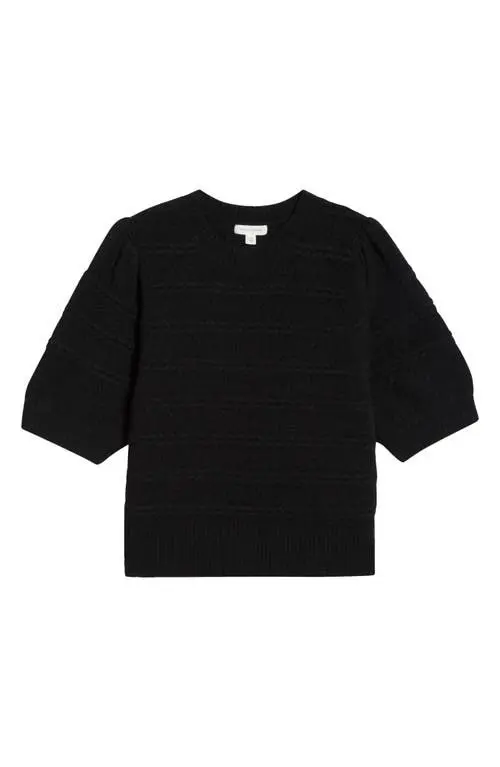 Treasure & Bond Puff Sleeve Cable Stitch Sweater - Black